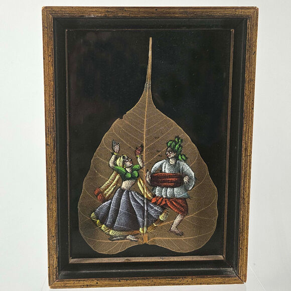 Accents | Vintage Hand Painted Framed Peepal Tree Leaf Greeting Card ...